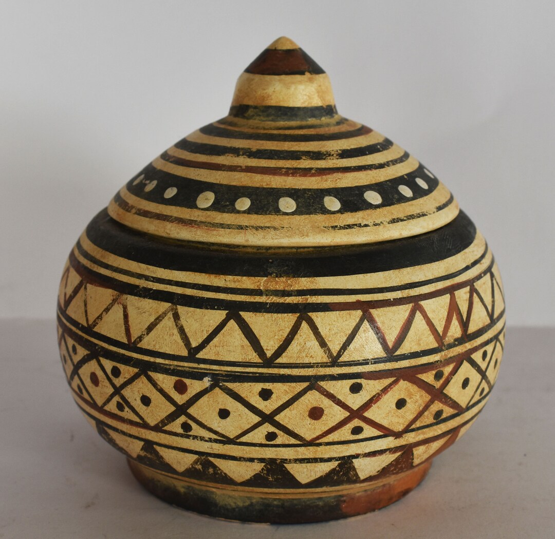 Vase Pyxis - Boîte cylindrique - Motif géométrique - Athènes, Attique ...