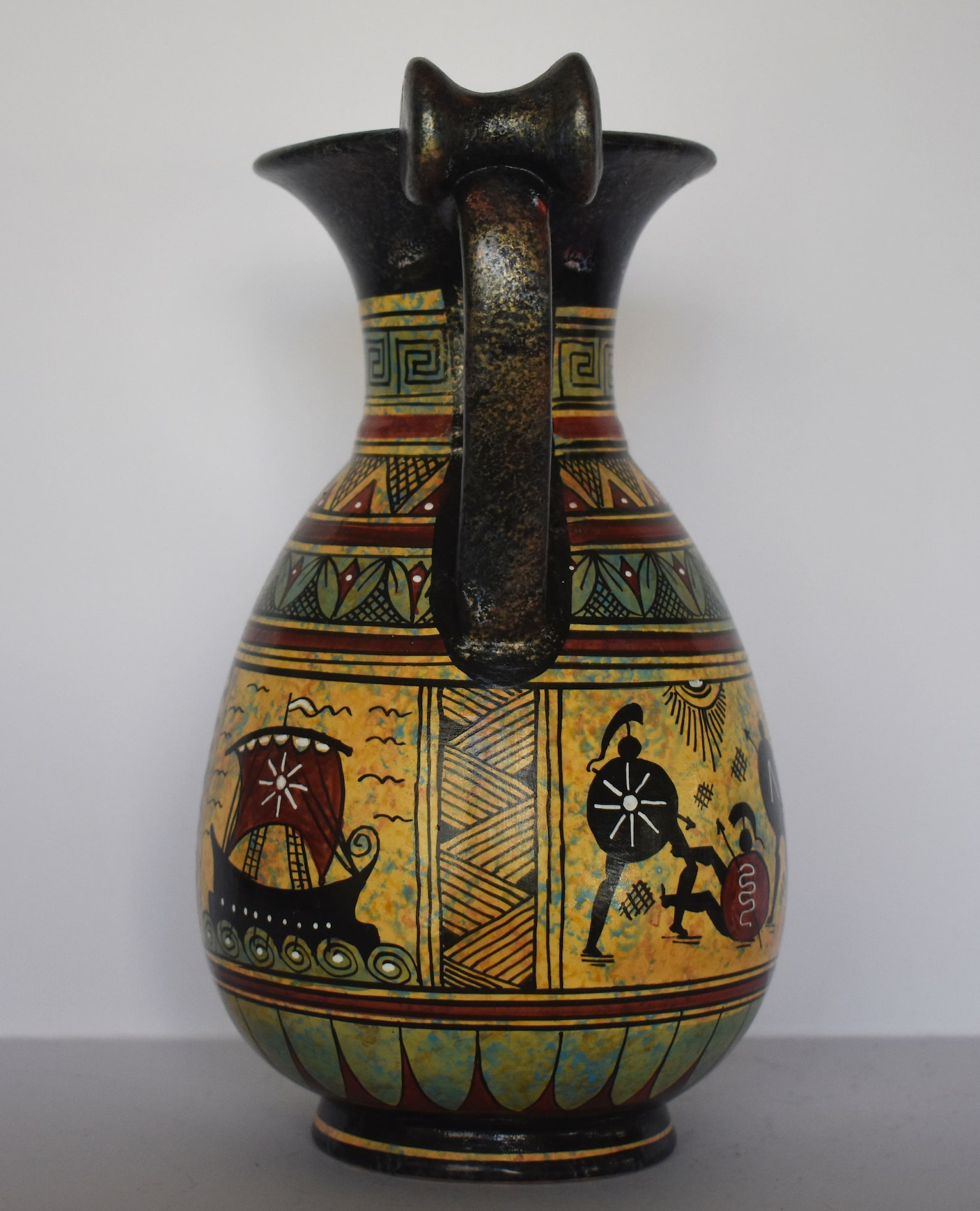 Ancient Greek Vase Warriors Chariot Ship Owl Ceramic - Etsy