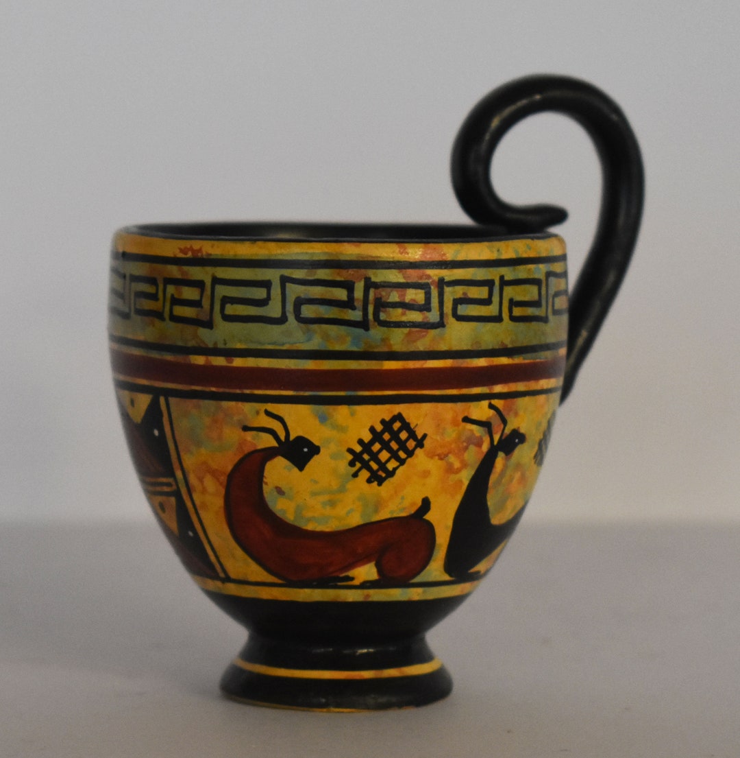 Ancient Greek Vase With Animals - Miniature Ceramic Piece - Geometric ...