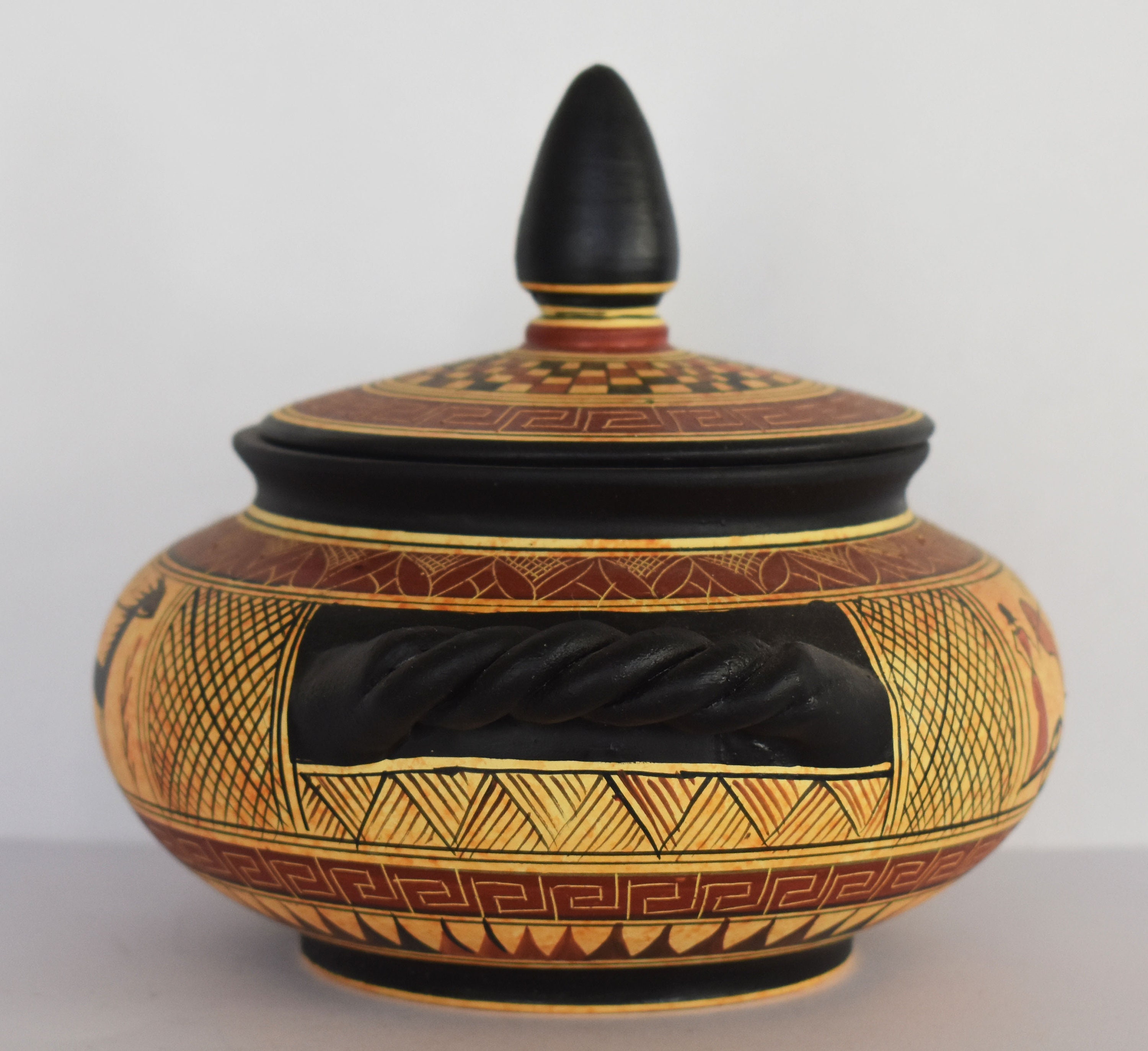 Geometric Period Pyxis Man on a Chariot Meander Design | Etsy