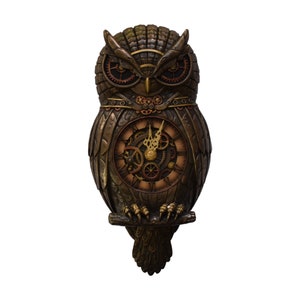 Owl - Clock - Steampunk - Modern Art, Decoration - Inspired by 19th-century Industrial Steam ...