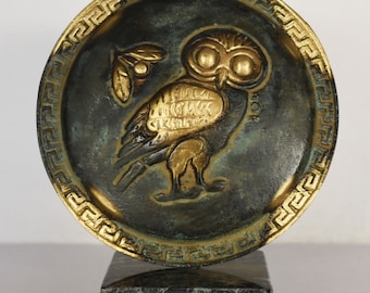 Ancient Greek Athenian Shield Owl Symbol Marble Base | Etsy