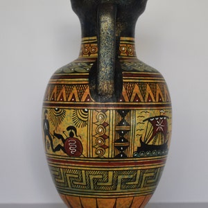 Ancient Greek Vase - Warriors, Chariot, Ship, Owl - Ceramic Piece ...