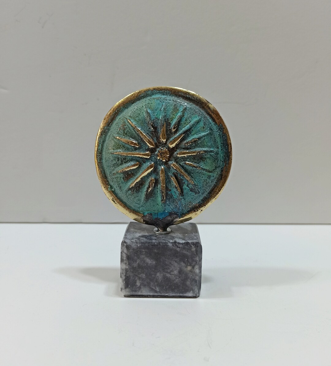 Ancient Greek Macedonian Shield Vergina Sun Royal Symbol Marble Base ...
