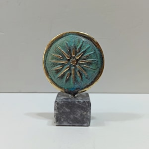 Ancient Greek Macedonian Shield Vergina Sun Royal Symbol Marble Base ...