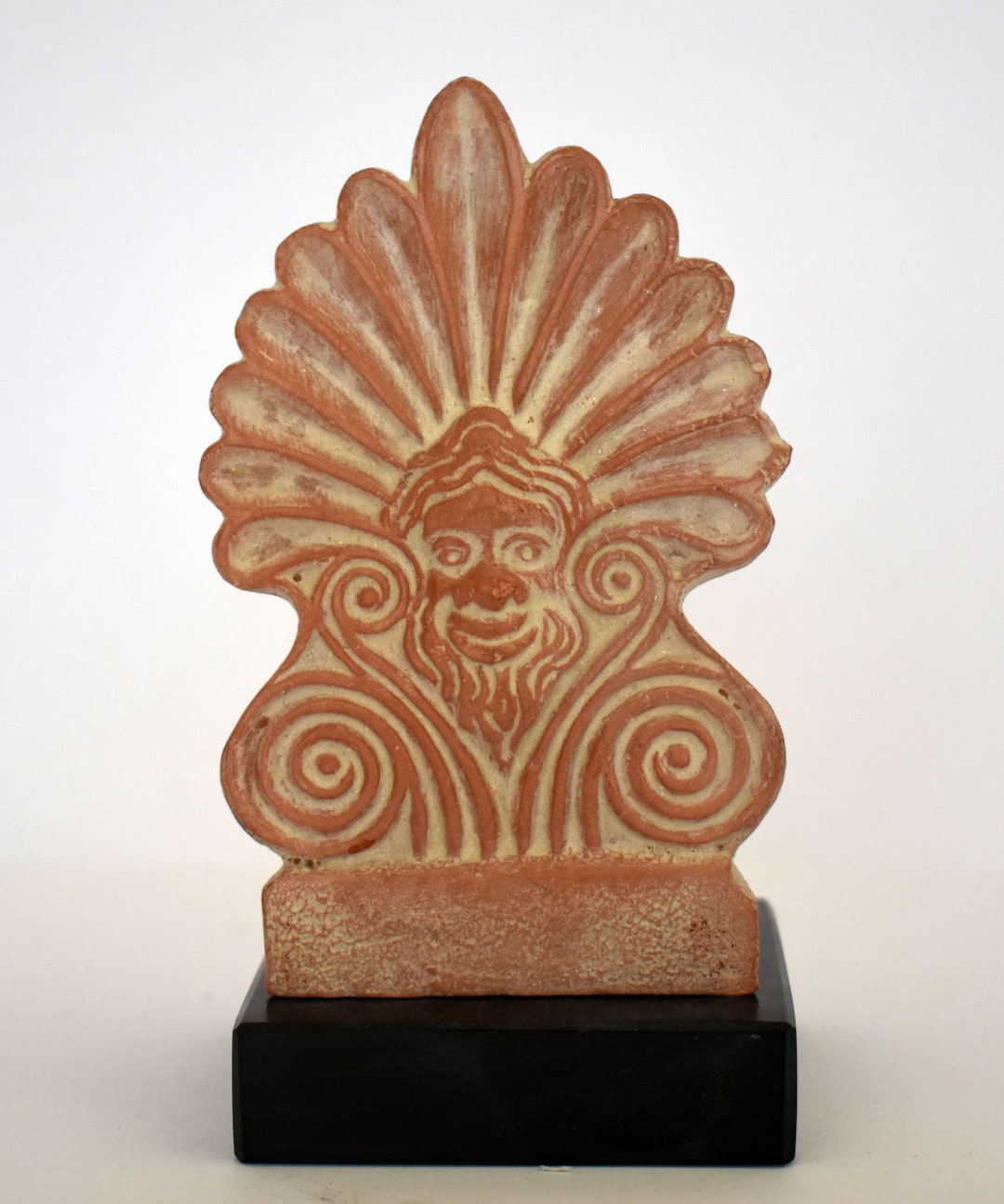 Akrokeramo - Antefix, Distal Tile - Floral Design and Satyr Head ...