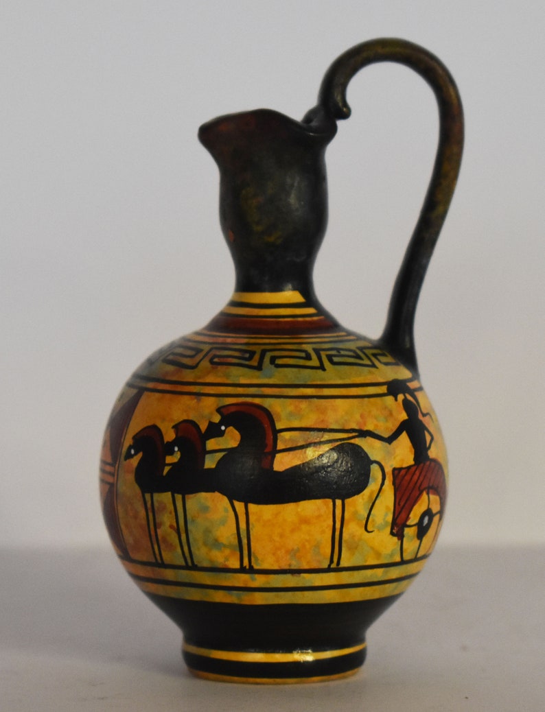 Ancient Greek Vase Warriors and Chariot Miniature Ceramic - Etsy