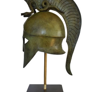 Ancient Greek Spartan Corinthian Helmet - Snakes Motif - Marble Base ...