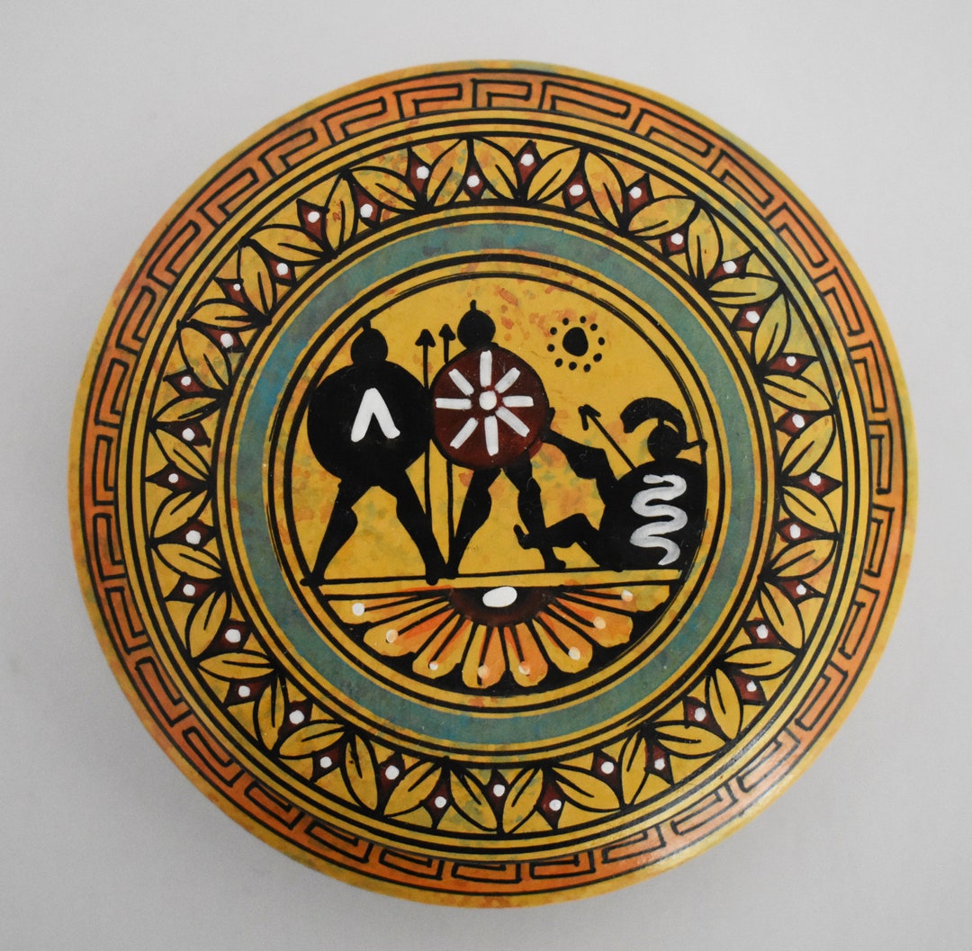 Ancient Greek Warriors - Ceramic Pyxis - Geometric Period, 700 BC ...