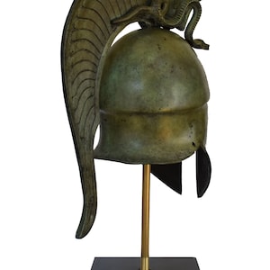 Ancient Greek Spartan Corinthian Helmet - Snakes Motif - Marble Base ...