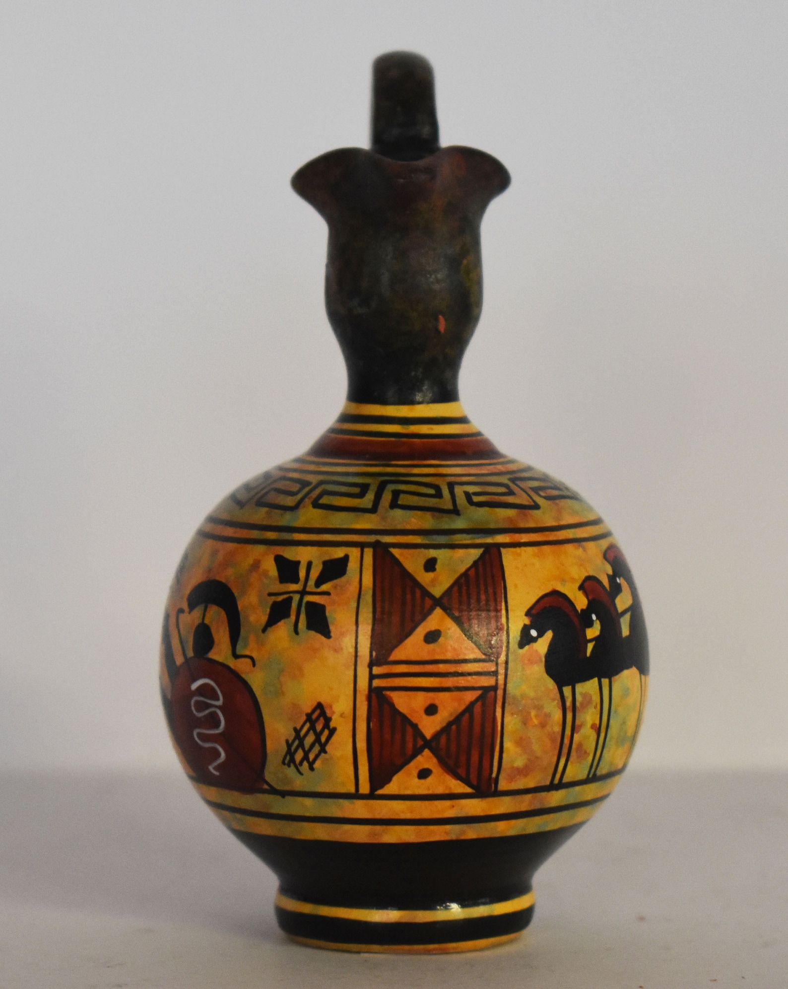 Ancient Greek Vase Warriors and Chariot Miniature Ceramic - Etsy