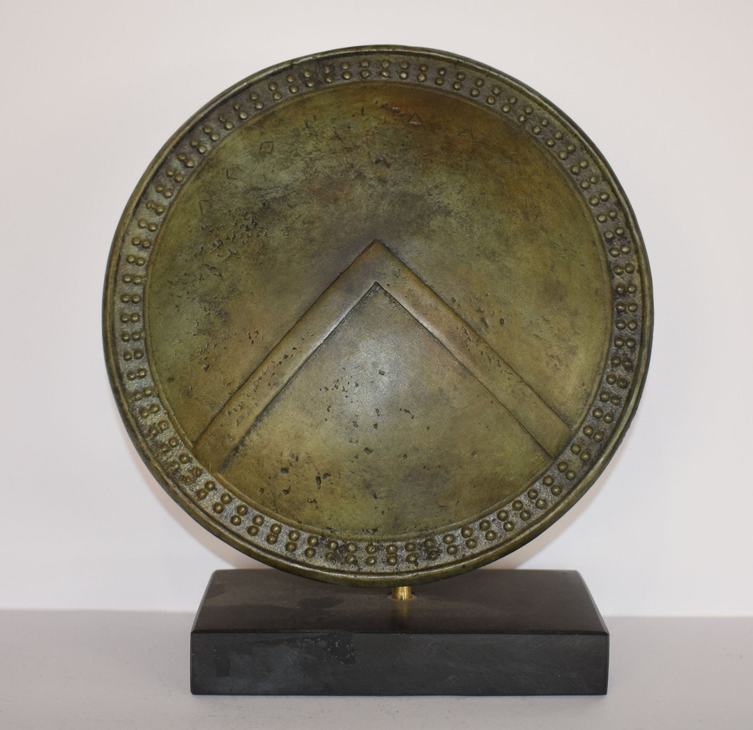 Spartan Great King Leonidas Shield - Marble Base - Pure Bronze Sculpture - Etsy