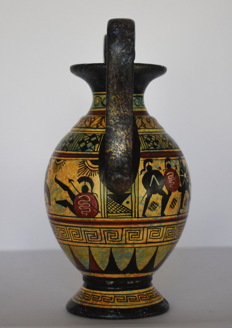 Ancient Greek Vase - Warriors and Chariot - Ceramic Piece - Geometric ...