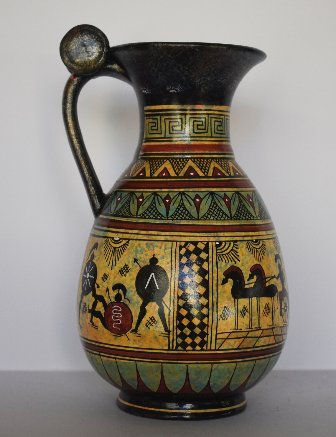 Ancient Greek Vase Warriors Chariot Ship Owl Ceramic - Etsy