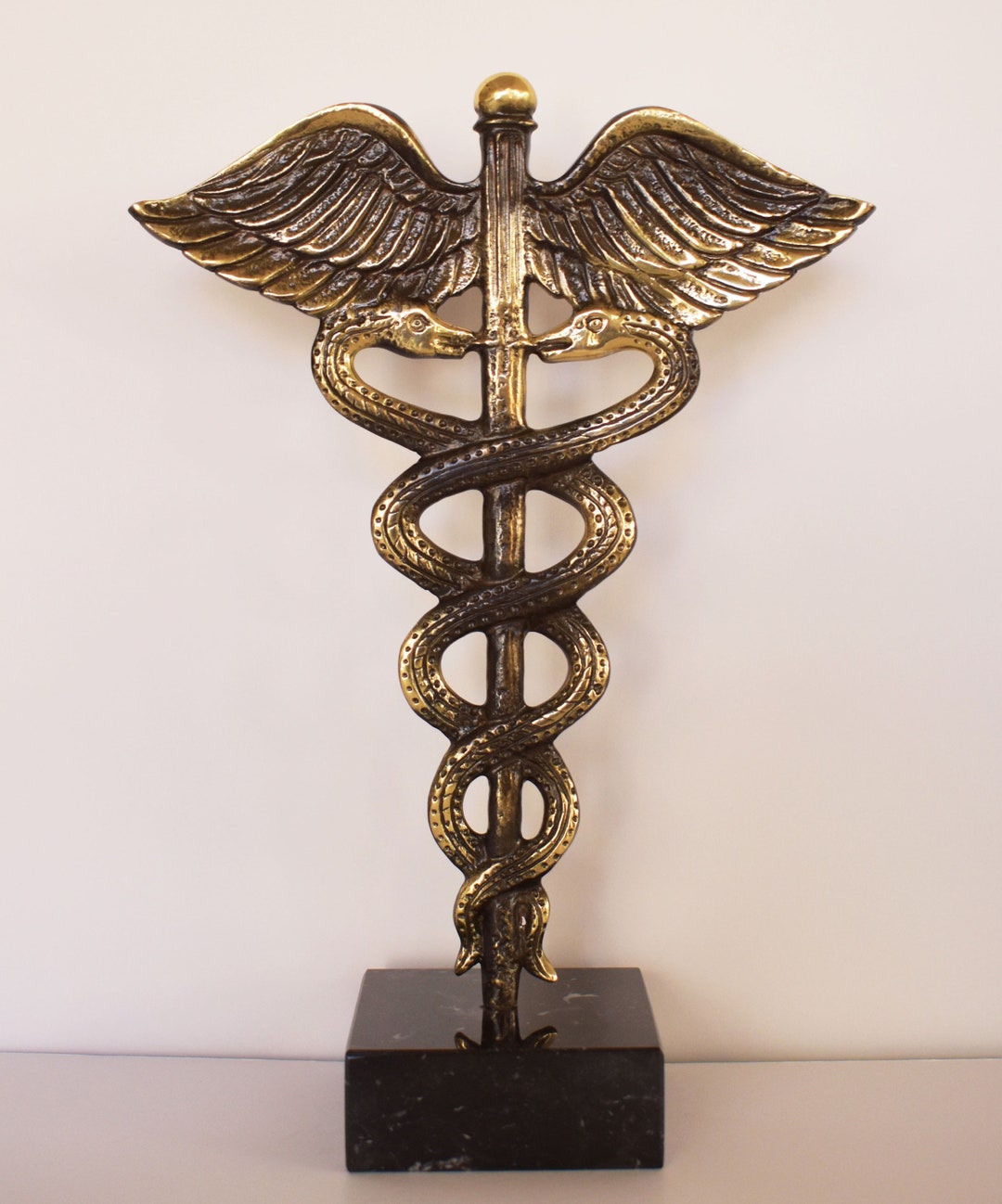 Caduceus Symbol of God Hermes Mercury Short Staff Entwined by Two ...