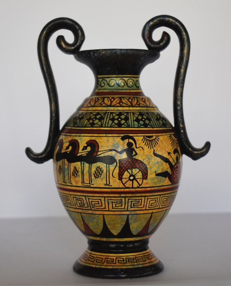 Ancient Greek Vase - Warriors and Chariot - Ceramic Piece - Geometric ...