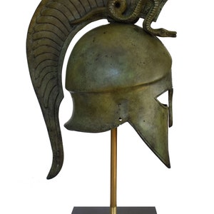 Ancient Greek Spartan Corinthian Helmet - Snakes Motif - Marble Base ...