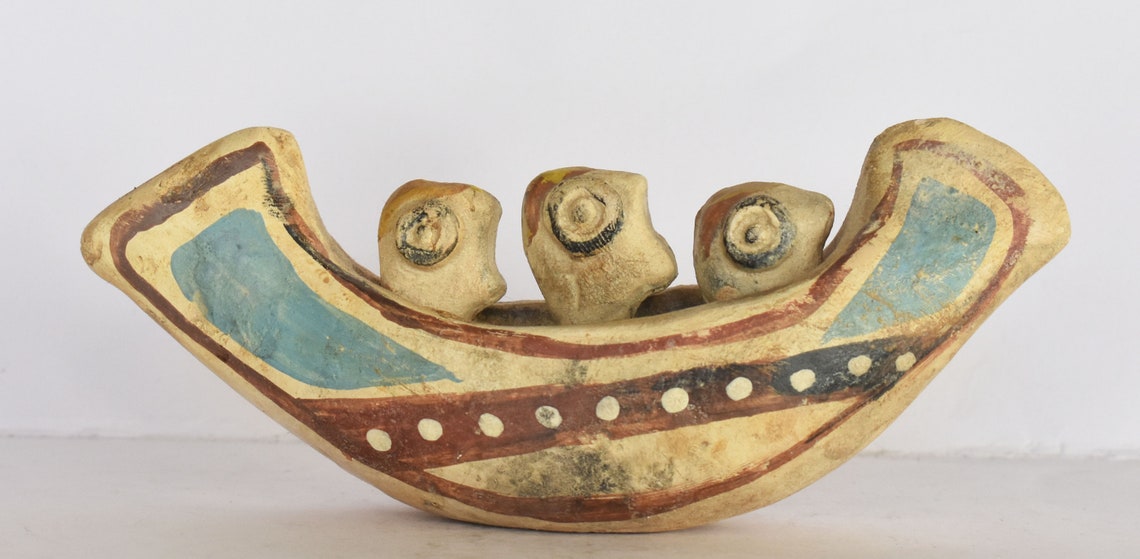 Clay Boat Model With Three Rowers Cyprus Ca 1100 BC - Etsy