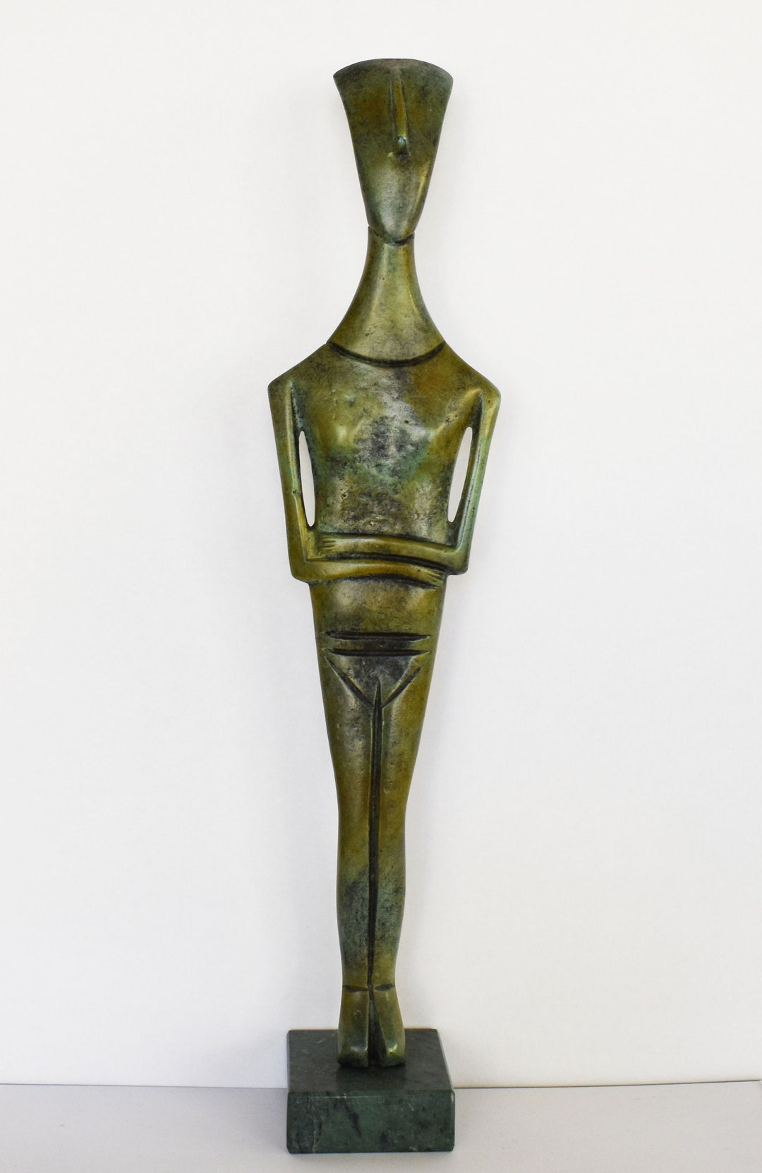 Cycladic Female Idol - Figure From Keros Island, Greece - Marble Base ...