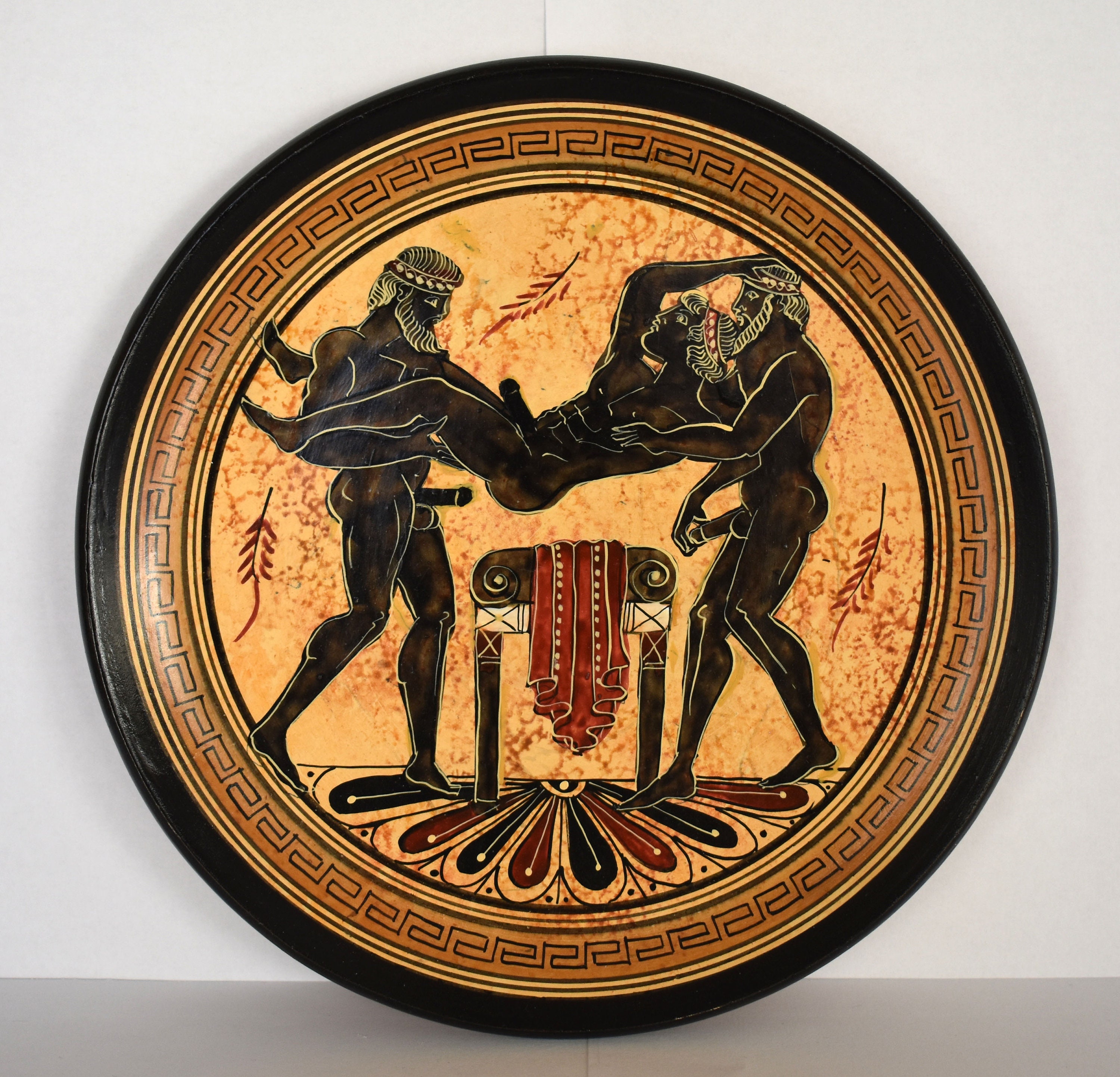 Homoerotic Scene Between Three Males Athens 500 Bc Representation Of Red Figure Vessel Ceramic 3359