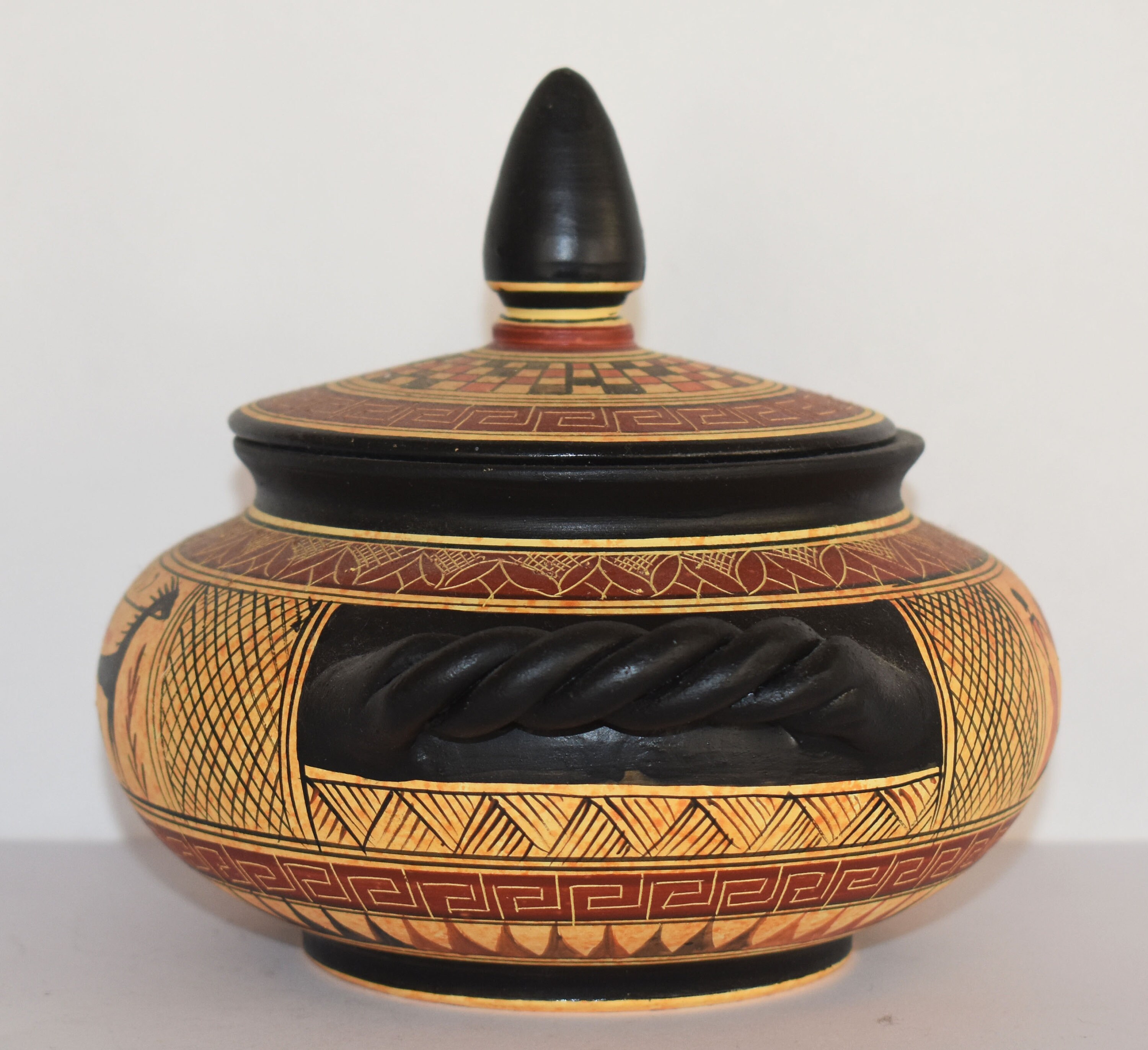 Geometric Period Pyxis Man on a Chariot Meander Design | Etsy