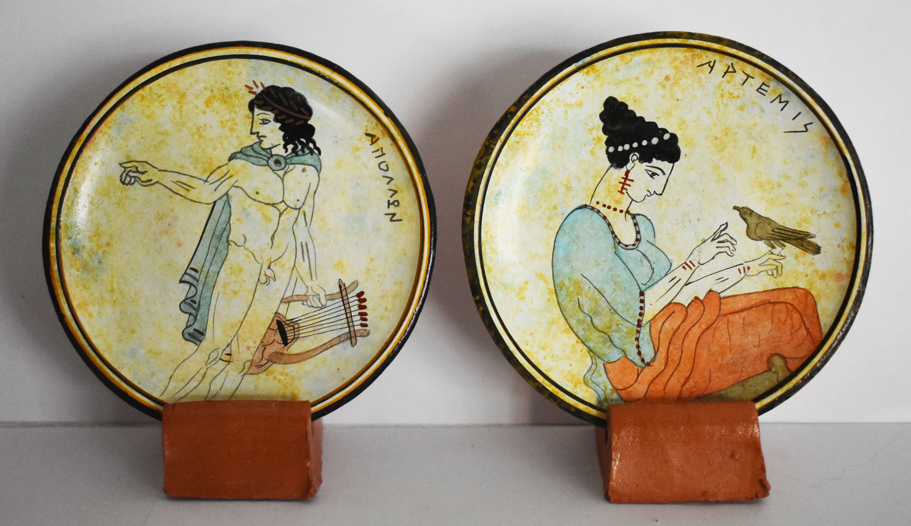 Set of two Plates Apollo and Artemis Diana Classic Period | Etsy