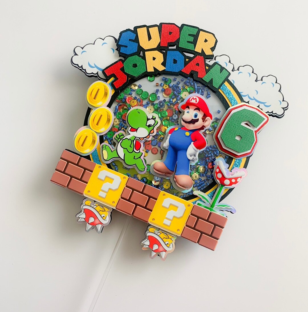 3D Personalized Super Mario Birthday Cake Topper, Mario Brothers Topper ...