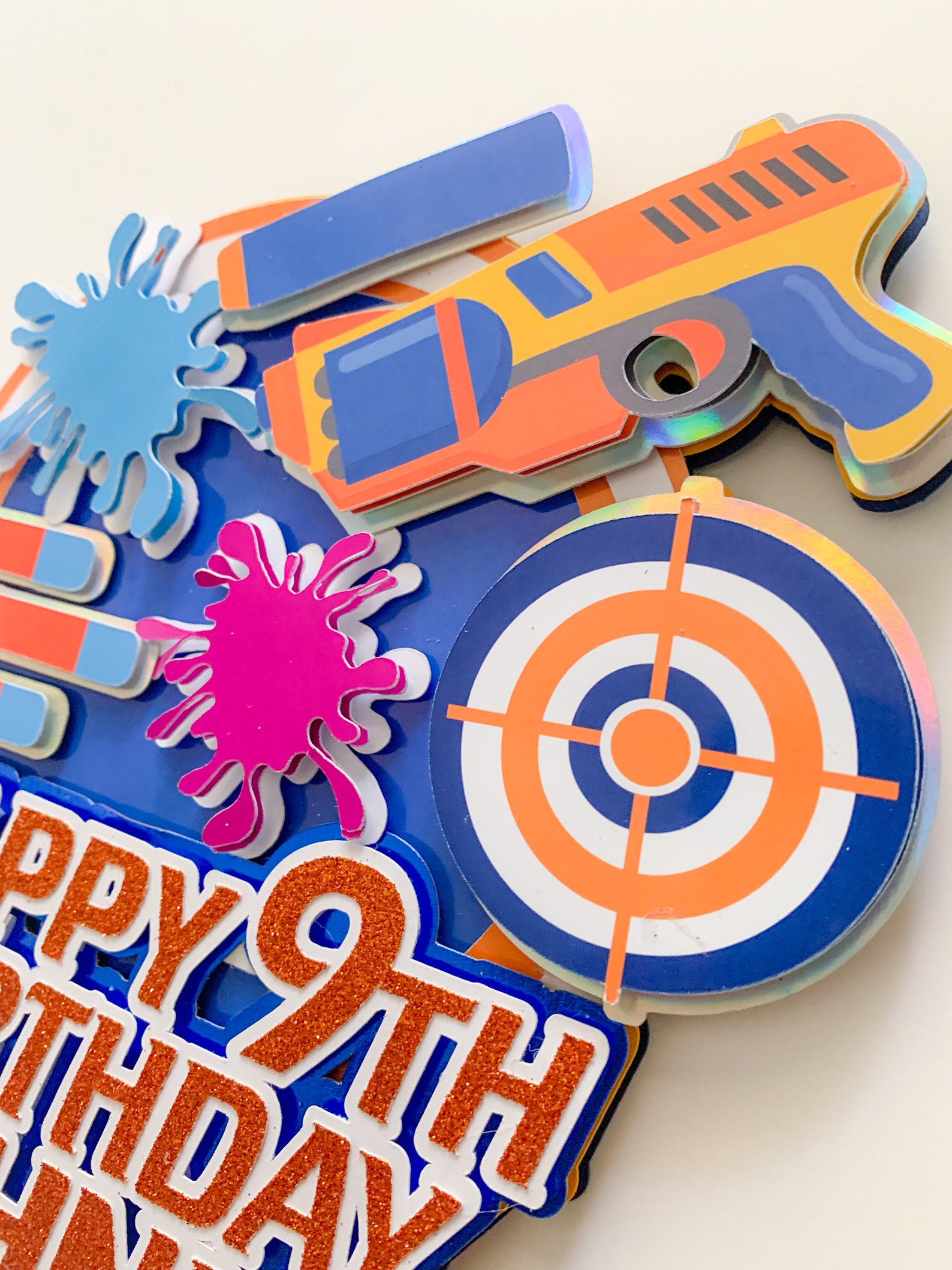 Nerf 3D Cake Topper, Dart Gun Battle Party Decor, Dart Gun Cake Topper ...
