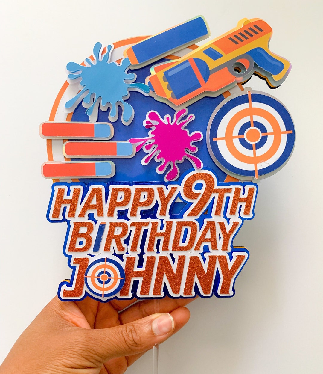 Nerf 3D Cake Topper, Dart Gun Battle Party Decor, Dart Gun Cake Topper ...