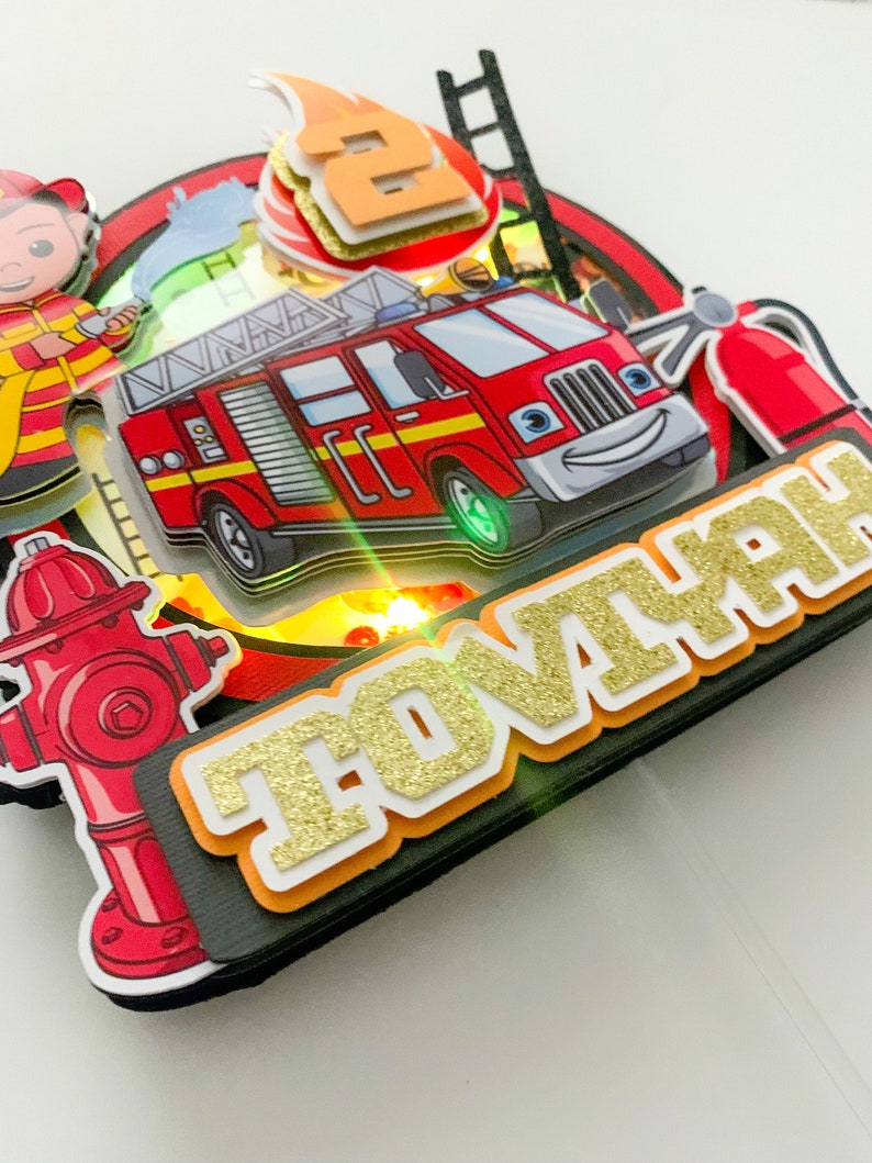 Fireman Firefighter 3D Cake Topper, Firetruck Birthday Decor ...