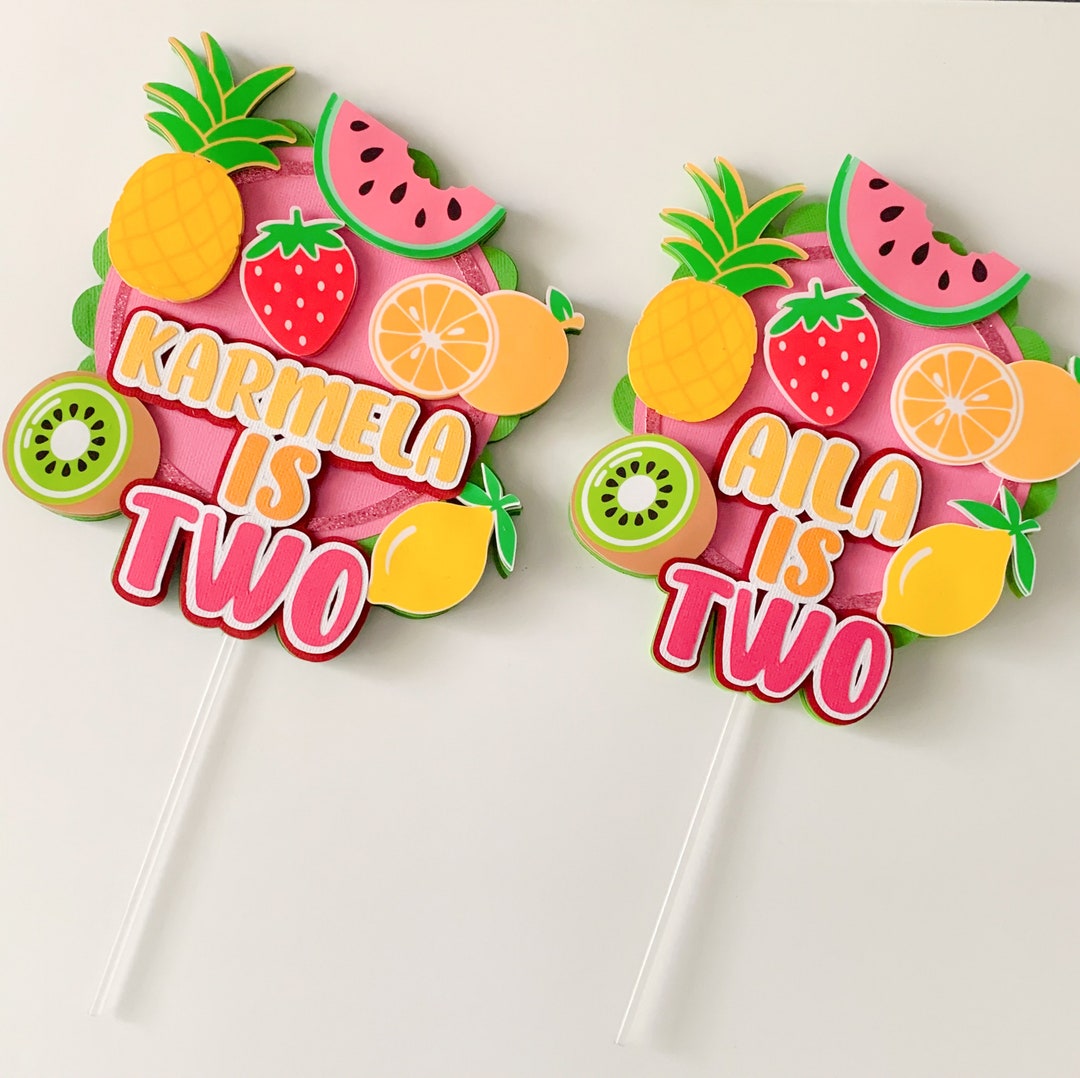 Two-tti Frutti Birthday Cake Topper, Tutti Frutti Cake Topper, Tropical ...