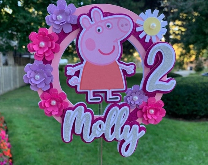 Peppa Pig Cake Topper, Peppa Pig Girl Birthday Decor, Princess Peppa ...