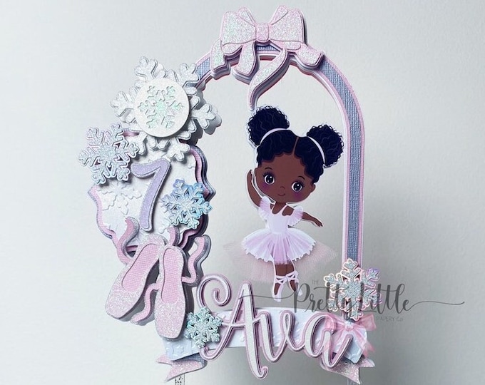 Ballerina Birthday Cake Topper Brown Girl Ballerina Party Decorations ...