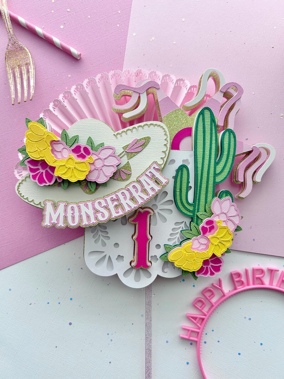 Fiesta Cake Topper | Modern Fiesta Party | Im One Lets Fiesta Decor ...