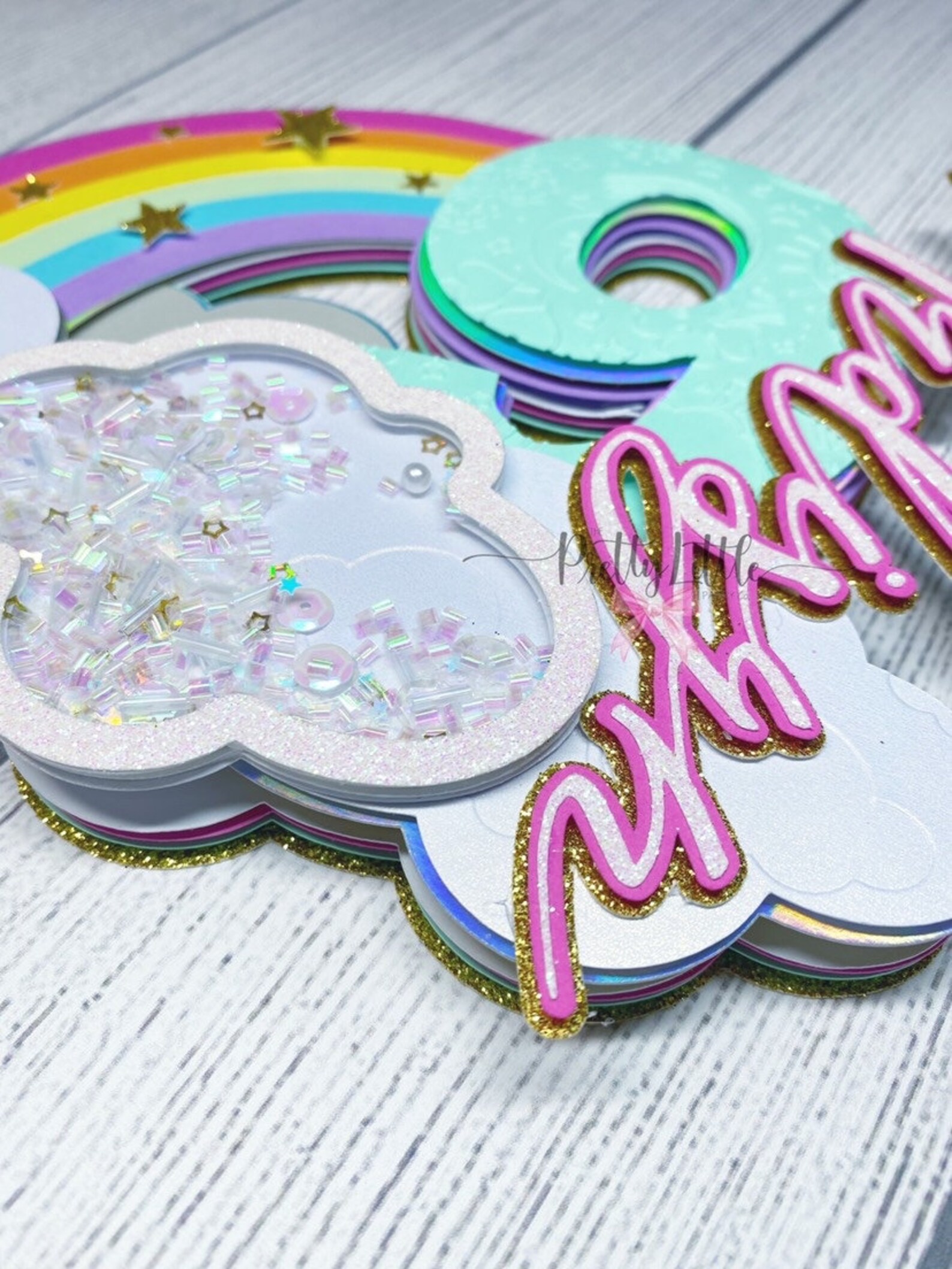 On Cloud 9 Birthday Cake Topper 9th Birthday Party Rainbow - Etsy