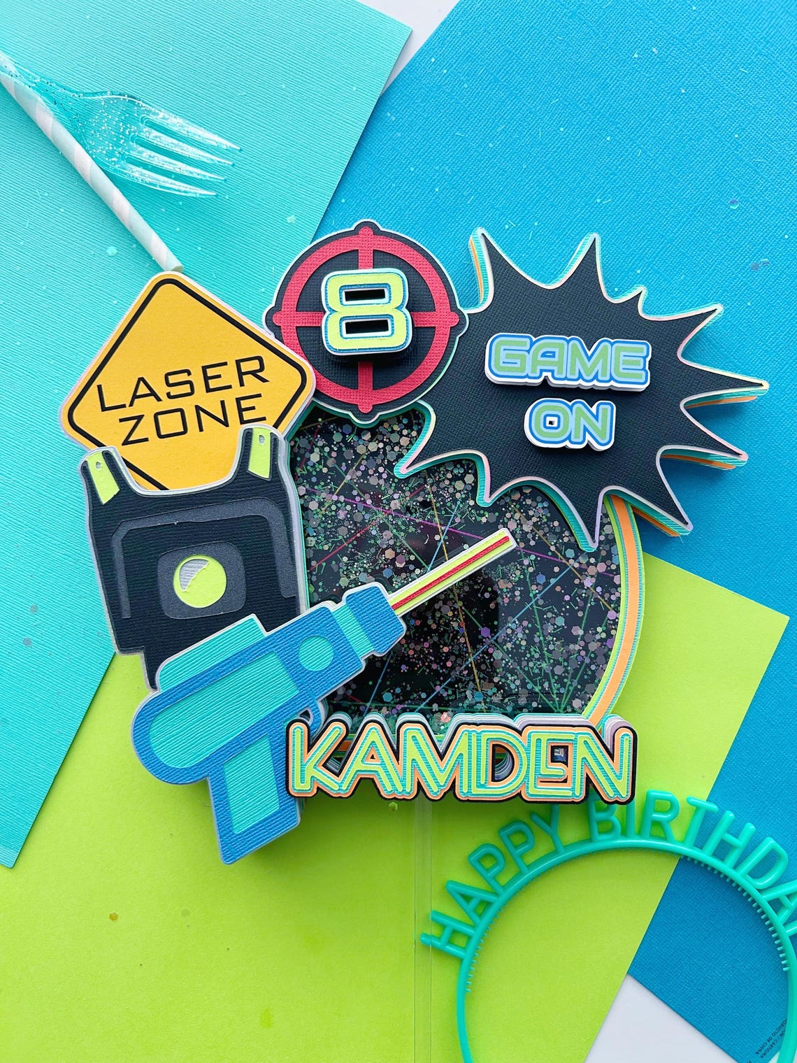 Laser Tag Cake Topper | Laser Game Birthday Cake Topper | Level up ...