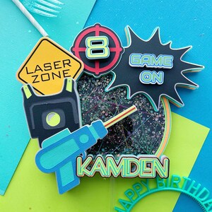 Laser Tag Cake Topper | Laser Game Birthday Cake Topper | Level up ...