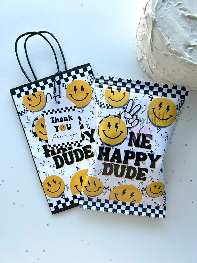One Happy Dude Babe Chip Favor Bags | Happy Dude Party Decorations ...