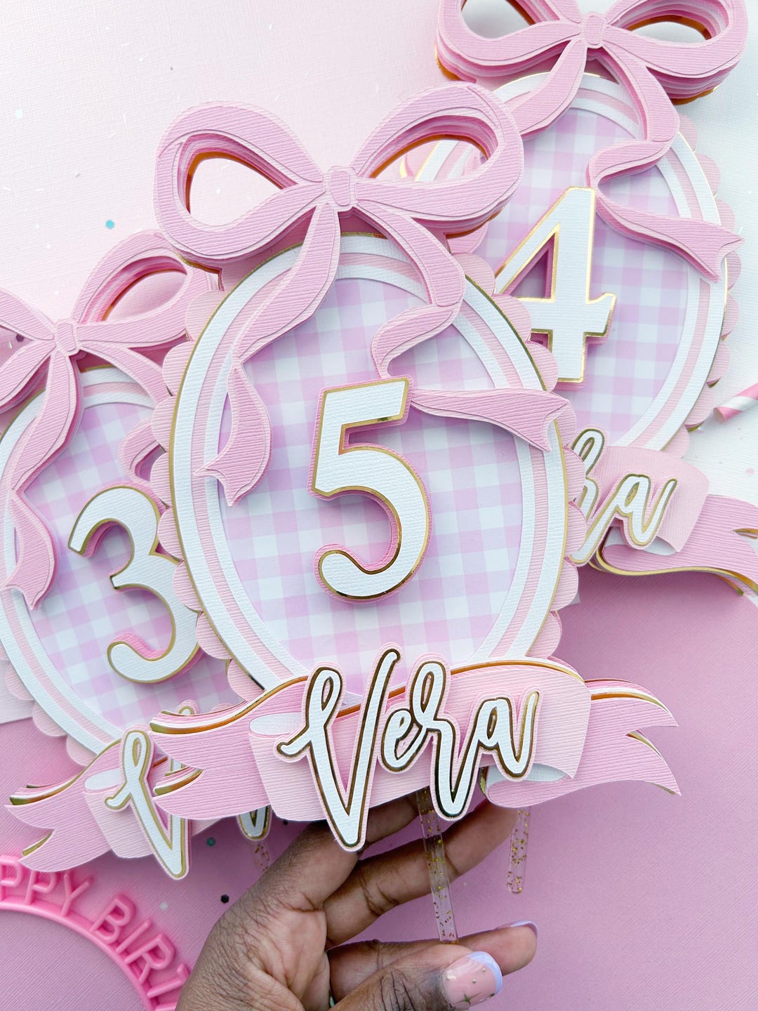 Coquette Cake Topper | Bowtiful One Birthday | Pink Bow Birthday Party ...