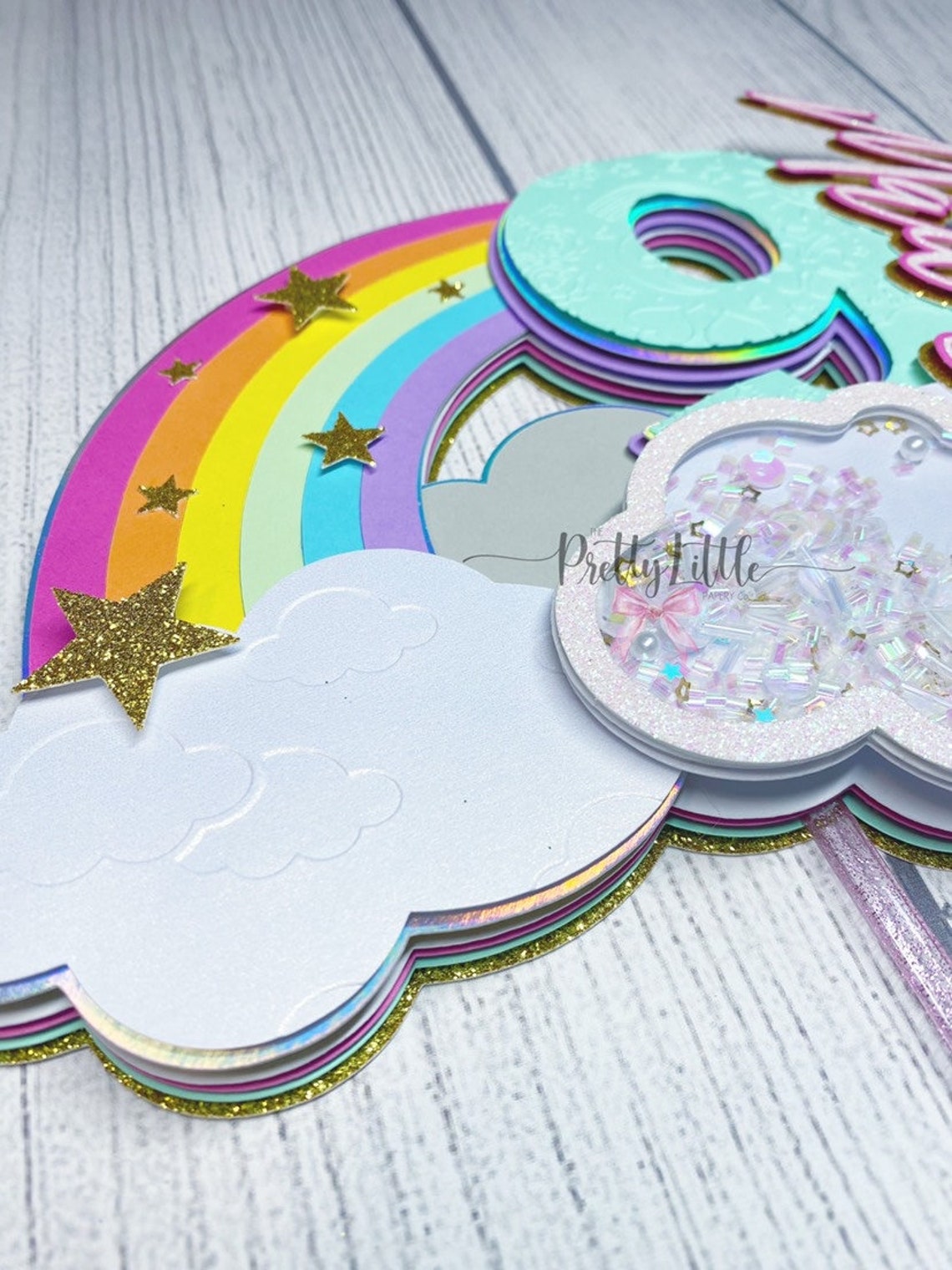 On Cloud 9 Birthday Cake Topper 9th Birthday Party Rainbow - Etsy