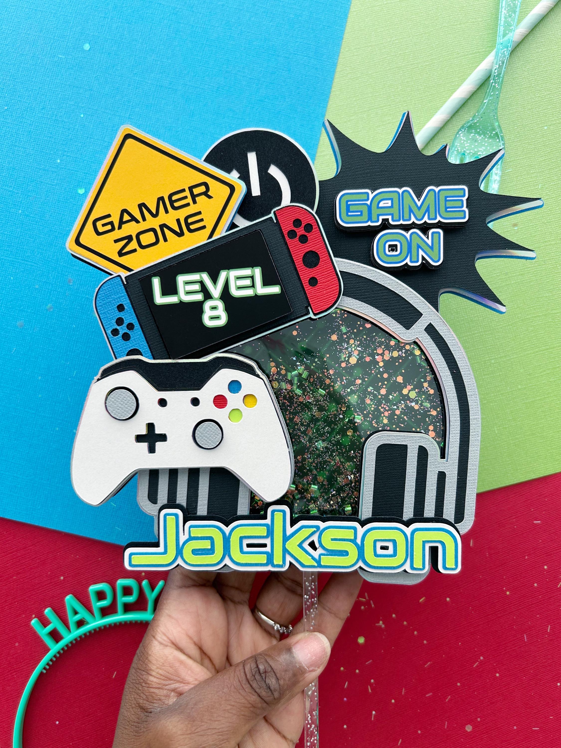 Gamer Cake Topper | Video Game Birthday Cake Topper | Level up Gaming ...