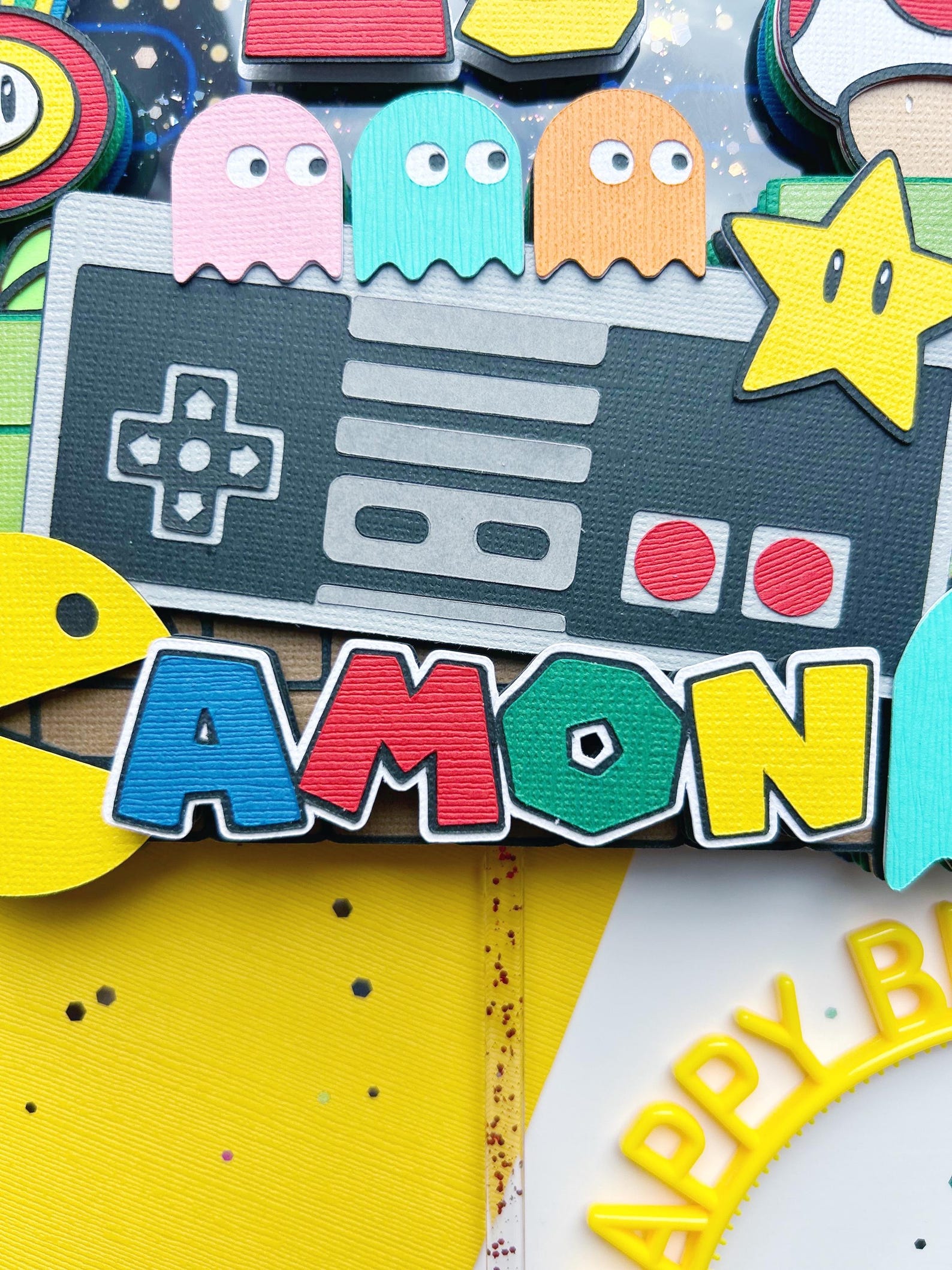 Gamer Cake Topper | Retro Arcade Party Decor | Pac-man Inspired Gaming ...