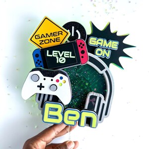 Gamer Cake Topper Video Game Birthday Cake Topper Level up Gaming ...