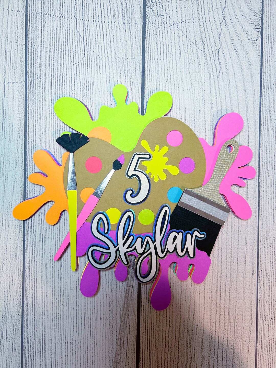 Paint Splatter Cake Topper | Neon Glow Paint Birthday Party | Paint ...