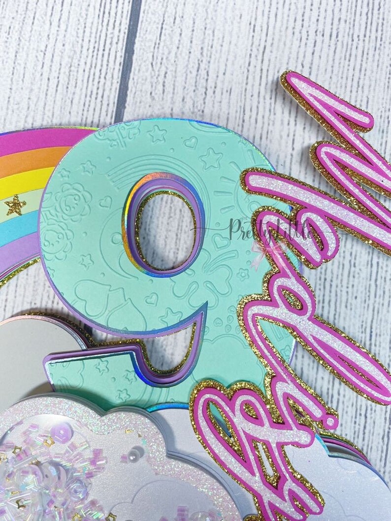 On Cloud 9 Birthday Cake Topper 9th Birthday Party Rainbow - Etsy