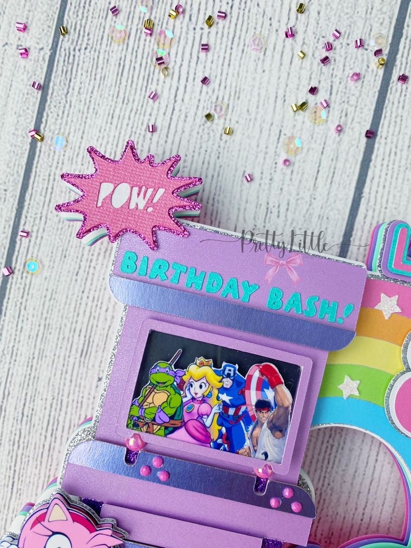 Video Game Cake Topper Girl Arcade Game Girl Gamer Video - Etsy