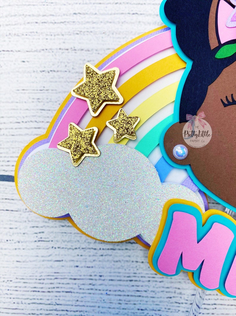 Afro Puff Girl Unicorn Cake Topper | Two-nicorn Birthday | Unicorn ...