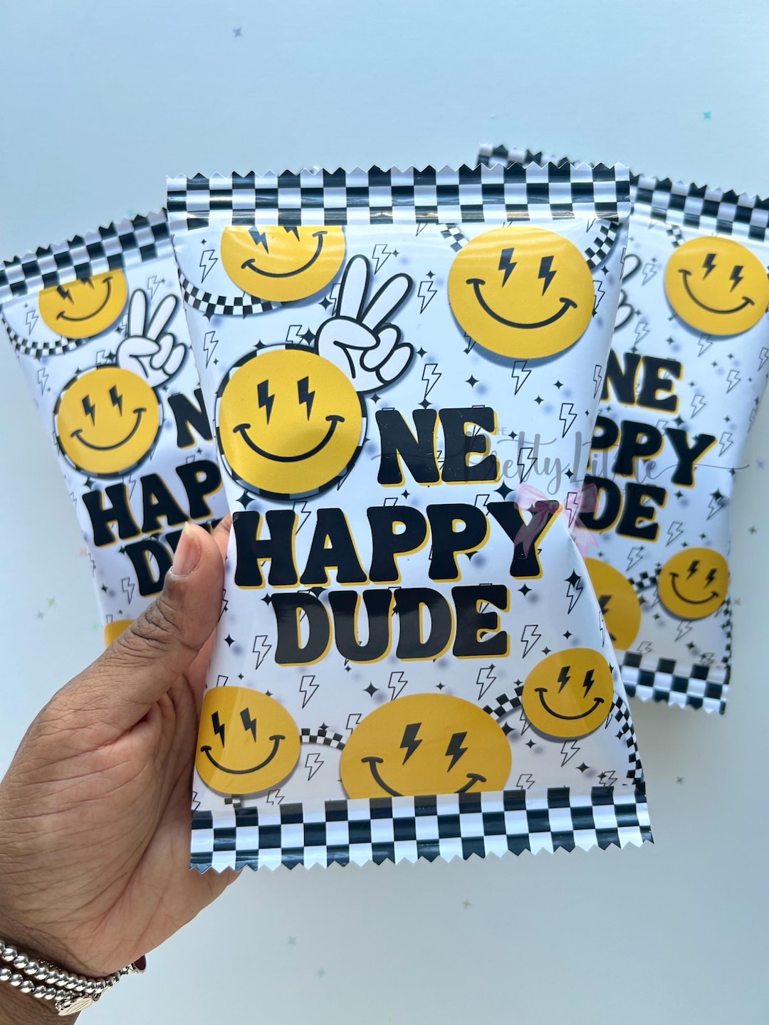 One Happy Dude Favor Bag PNG File | Happy Dude Chip Bag PNG File | One ...