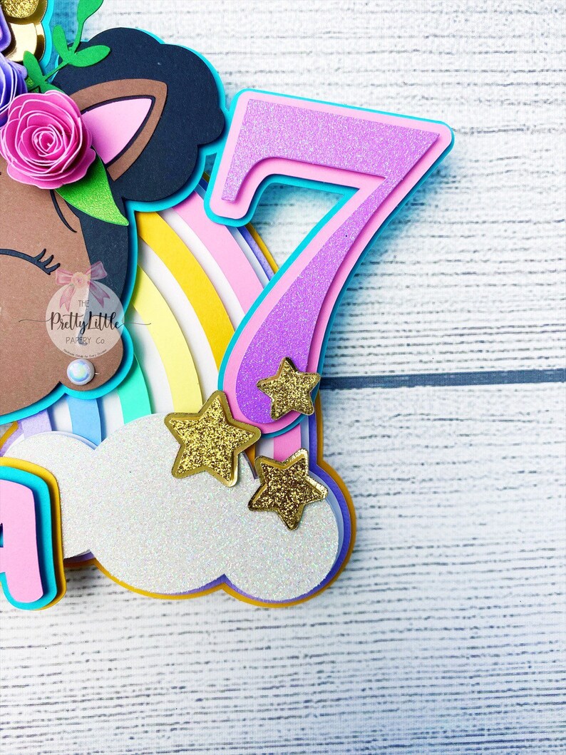 Afro Puff Girl Unicorn Cake Topper | Two-nicorn Birthday | Unicorn ...