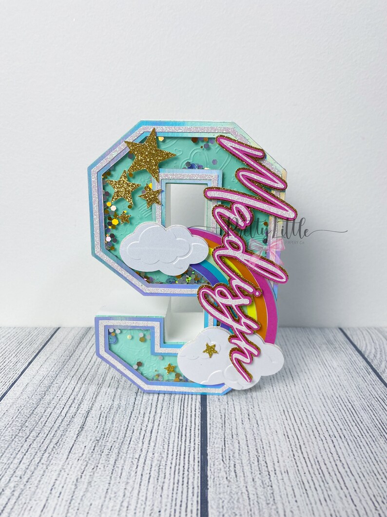 On Cloud 9 Birthday 3D Letters Number | 9th Birthday Party | Rainbow ...